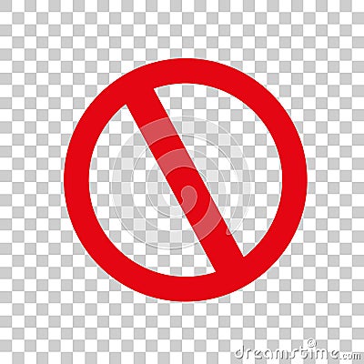 Red Prohibition Sign On A Transparent Background Vector Illustration ...