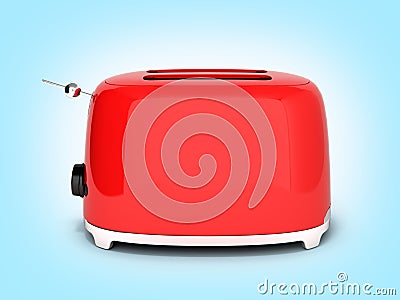 Red Retro Toaster Side View On Blue Gradient Background 3d Royalty-Free ...