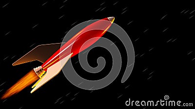 Red Retro Toy Rocket Ship in Space - Seamless Loop Stock Video - Video ...