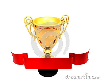 Red Ribbon And A Golden Trophy Cup Royalty-Free Stock Image ...