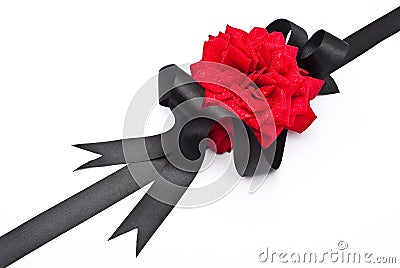 Red Rose With Black Ribbon Stock Photography - Image: 15307382