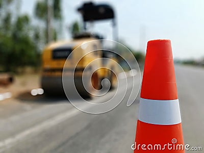 Red Rubber Cones Installed To Prevent Danger In Construction Stock ...