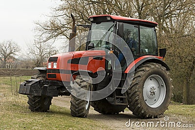 Red Russian Tractor Stock Photo - Image: 4593430