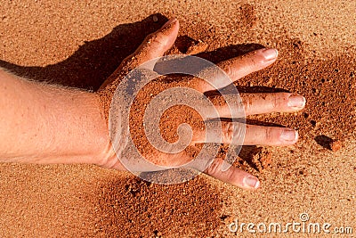Red Soil Hand Shape On Sand Like Aboriginal Art Style Royalty-Free ...
