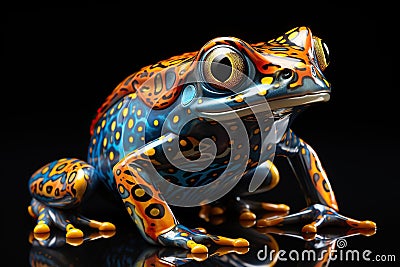 Red-spotted Tree Frog, Dendrobates Tinctorius, Isolated On Black ...