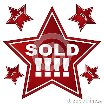 Red Star Icon Set: Sold Royalty Free Stock Photo - Image: 10153895