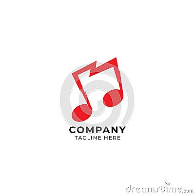 Red Thorny Musical Note Vector Illustration. Beamed Eight Notes Symbol ...