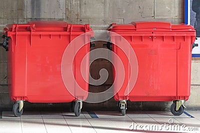 Red Waste Containers Stock Photo - Image: 58896540