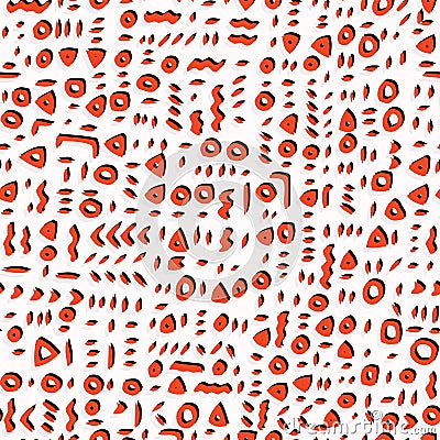 Red And White Abstract Drawn Cryptic Symbols Vector Illustration ...