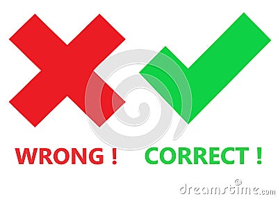A Red Wrong And Green Correct Check Marks Against A White Backdrop ...