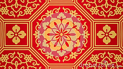 Red Yellow Chinese Flower Pattern Background Stock Photo - Image: 68437213