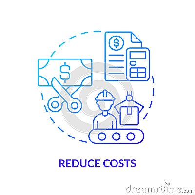 Reduce Costs Blue Gradient Icon Cartoon Vector | CartoonDealer.com #246329049