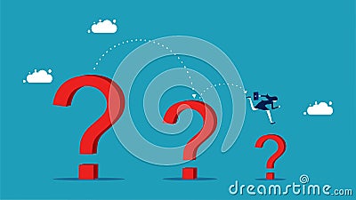 Reduced Problems. Businesswomen Run On Shrinking Question Marks. Vector ...