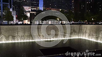 Reflecting Pool at New Yorks 9/11 Memorial at Ground Zero Stock Footage ...
