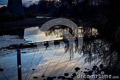Reflection Of A Bridge In The River Stock Photo | CartoonDealer.com ...