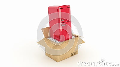 Refrigerator in Cardboard Box. Stock Video - Video of distribution ...