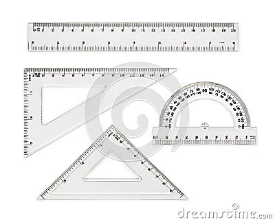 Reglas Transparentes Aisladas En El Fondo Blanco Foto de archivo ...
