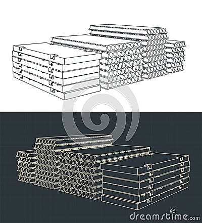 Reinforced Concrete Floor Slabs Blueprints Cartoon Vector ...