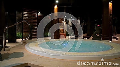 Relaxation Pool in Spa with Waterfall. Empty Luxury Spa with Jacuzzi ...