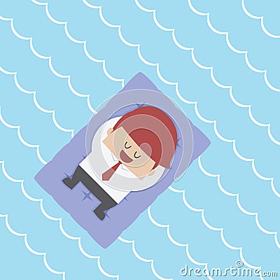 Relaxed Businessman Floating On Pool Raft Vector Illustration ...