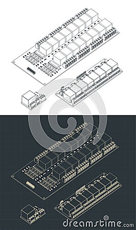 Relays Isometric Drawings Mini Set Cartoon Vector | CartoonDealer.com ...