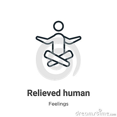 Relieved Human Outline Vector Icon. Thin Line Black Relieved Human Icon ...