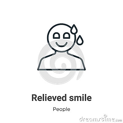 Relieved Smile Outline Vector Icon. Thin Line Black Relieved Smile Icon ...
