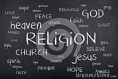 Religion Word Cloud On Chalkboard Stock Illustration - Image: 45397814