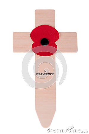 Remembrance Day Cross With Poppy Royalty Free Stock Image - Image: 34391306