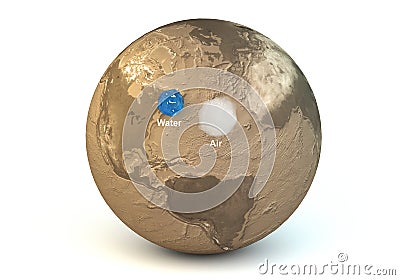 Comparison Of The Water And Air Masses Of The Planet Earth Stock Image ...