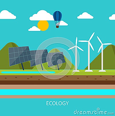 Renewable Energy Like Hydro, Solar And Wind Power Stock Vector - Image ...
