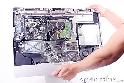 Laptop Computer Disassembled into Broken Pieces Stock Photo - Image of ...