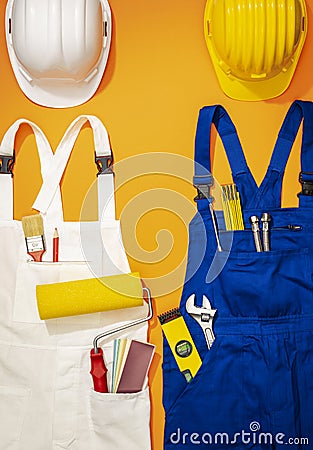 Repairman And Painter Work Uniforms With Tools Royalty-Free Stock ...