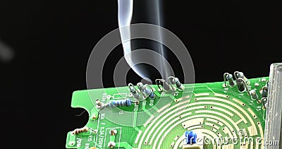 Electronic Circuit Shorted on Resistor on PCB Stock Video - Video of ...