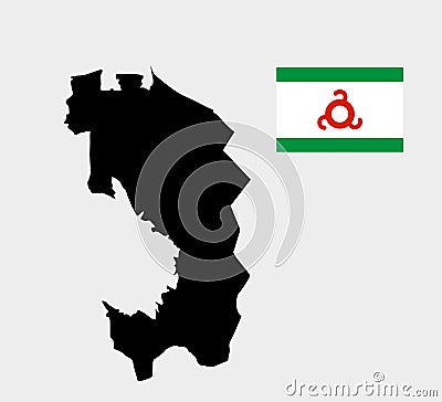 Republic Of Ingushetia Map And Flag Vector Silhouette Illustration ...