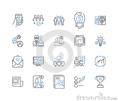 Resource Utilization Line Icons Collection. Efficiency, Optimization, Allocation, Productivity ...