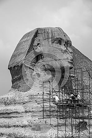 Restoration Of The Great Sphinx Of Giza In Egypt Stock Photo - Image ...