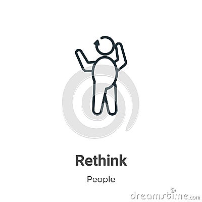 Rethink Outline Vector Icon. Thin Line Black Rethink Icon, Flat Vector ...