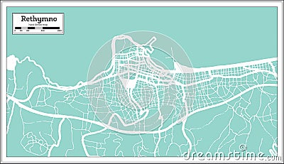 Rethymno Greece City Map In Retro Style. Outline Map Vector ...
