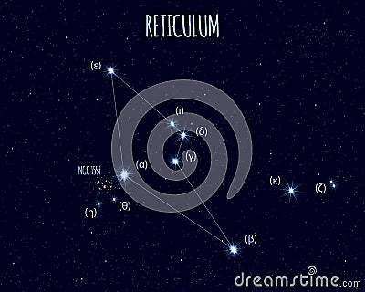 Reticulum Constellation, Vector Illustration With Basic Stars ...