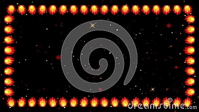 Retro 8 Bit Game Arcade Background with Frame of Fire and Space Stock ...