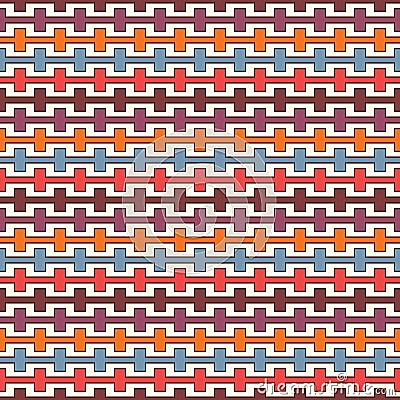 Retro Colors Seamless Pattern With Battlement Curved Lines. Repeated ...