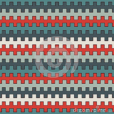 Retro Colors Seamless Pattern With Battlement Curved Lines. Repeated ...