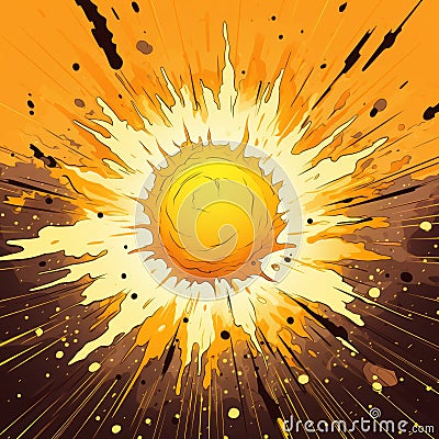 Retro Comic Book Style Supernova Explosion On Orange Background Royalty ...