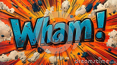 Retro Comic Style Wham Text With Explosive Colorful Background Stock ...
