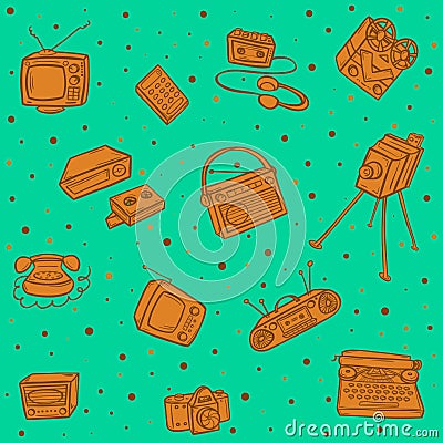 Retro Devices Pattern Vector Illustration | CartoonDealer.com #88325910