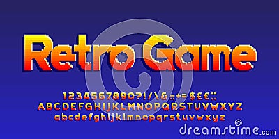 Retro Game Alphabet Font. Pixel Letters, Numbers And Punctuations ...