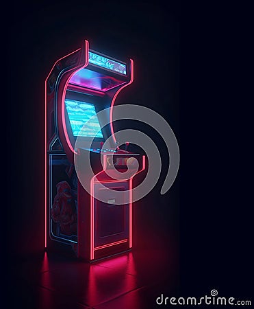 Retro Gaming Neon Arcade Machine. Stock Photography | CartoonDealer.com ...