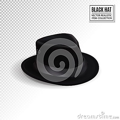 Retro Hat Isolated On Transparent Background. Black Hat. Quality ...