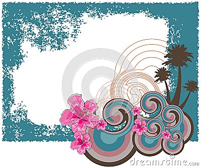 Retro Hawaiian Hibiscus Frame Stock Photo - Image: 2832740
